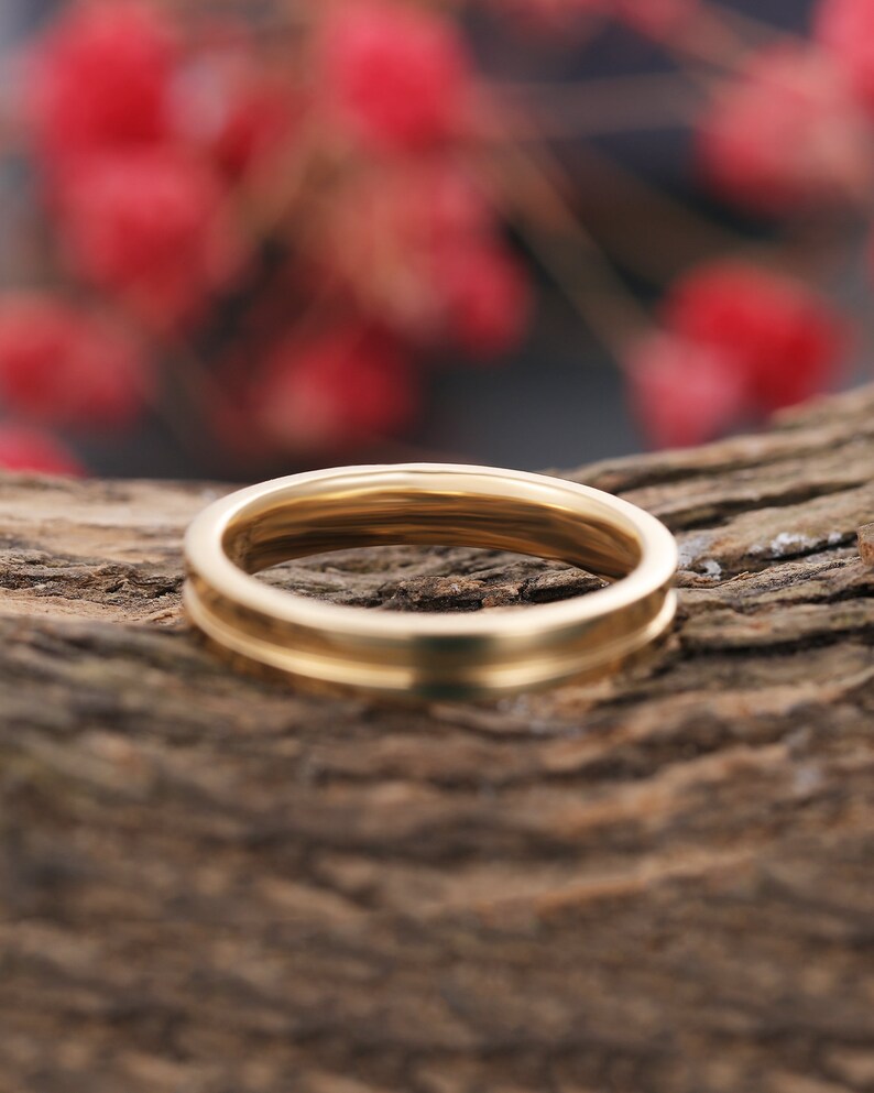 Simple Diamond Wedding Band Women14k Yellow Gold - Etsy