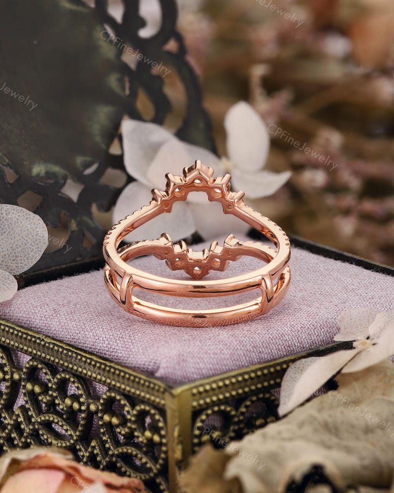 Moissanite Pave Ring Enhancer, Crown Stacking Ring Guard, Curved ...