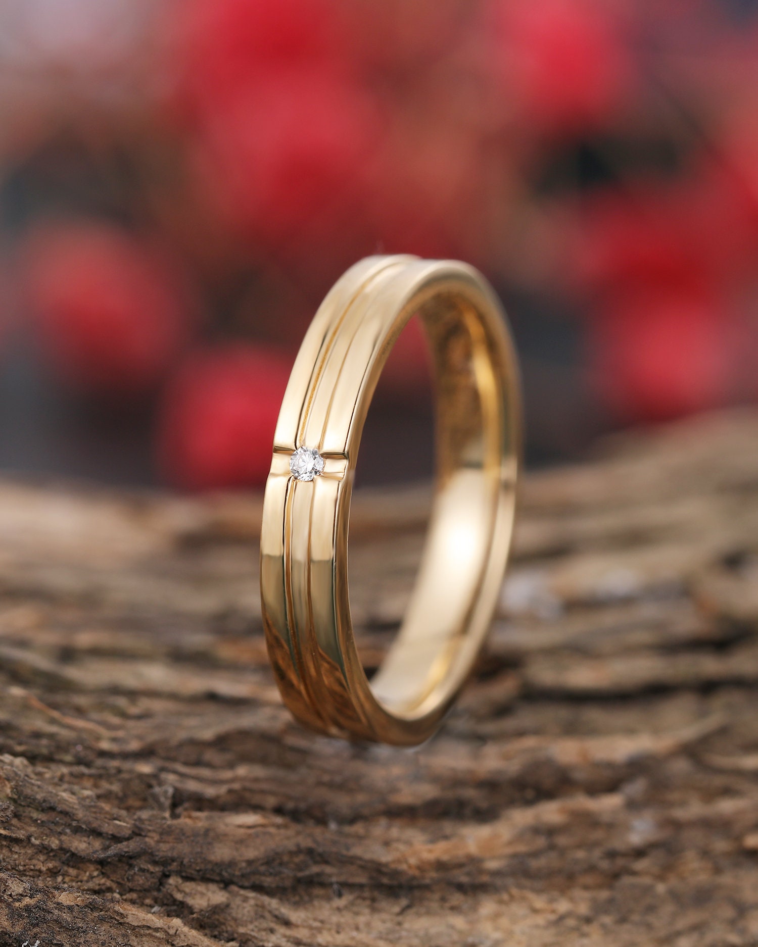 Simple Diamond Wedding Band Women14k Yellow Gold - Etsy