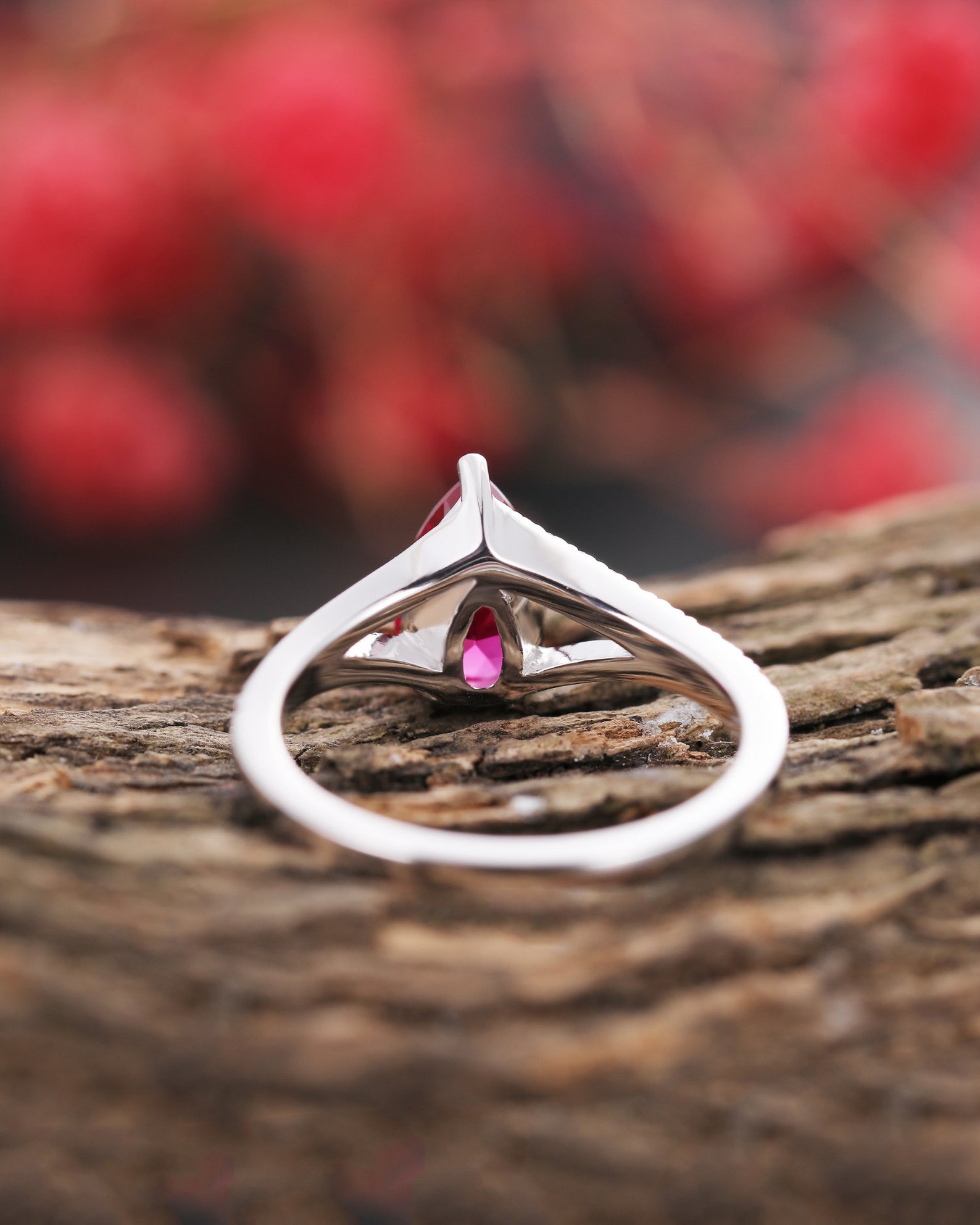 Vintage Ruby Engagement Ring Pear Shaped Ruby Rings White Gold - Etsy