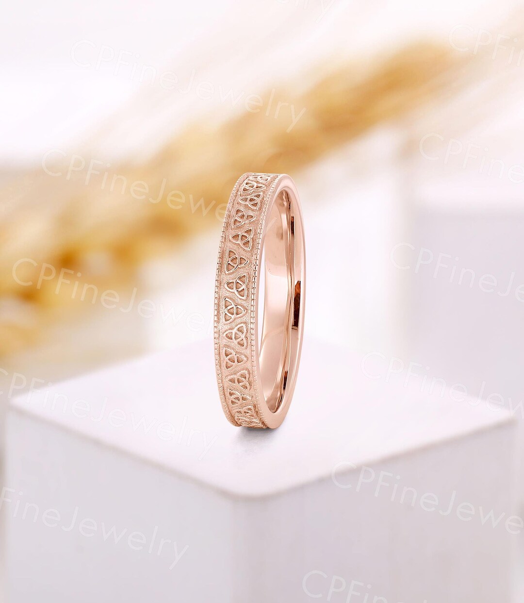 Celtic Style Wedding Ring Rose Gold Filigree Ring Vintage Knot Wedding ...