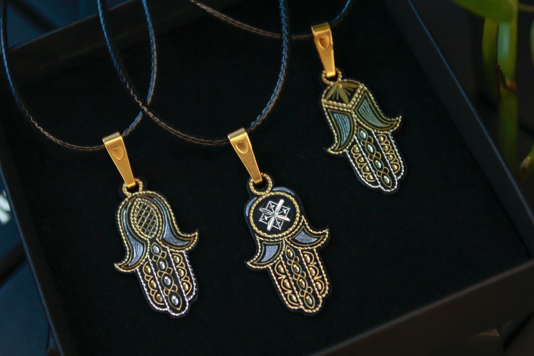 Pendant Fatima's Hand With 24 Kt Gold and Silver. Made in Toledo ...