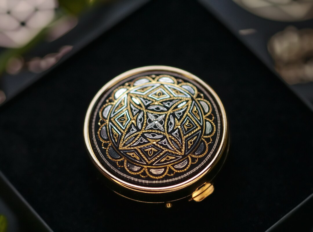 Pill Box Damascene Handmade With Gold and Silver - Etsy