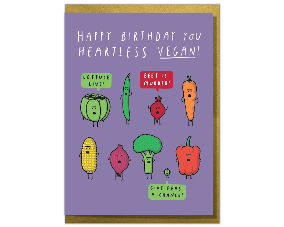 Funny Vegan Birthday Card: Heartless Pun Greeting - Etsy
