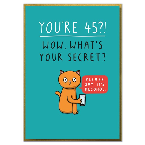 Funny 45th Birthday Card - Etsy UK