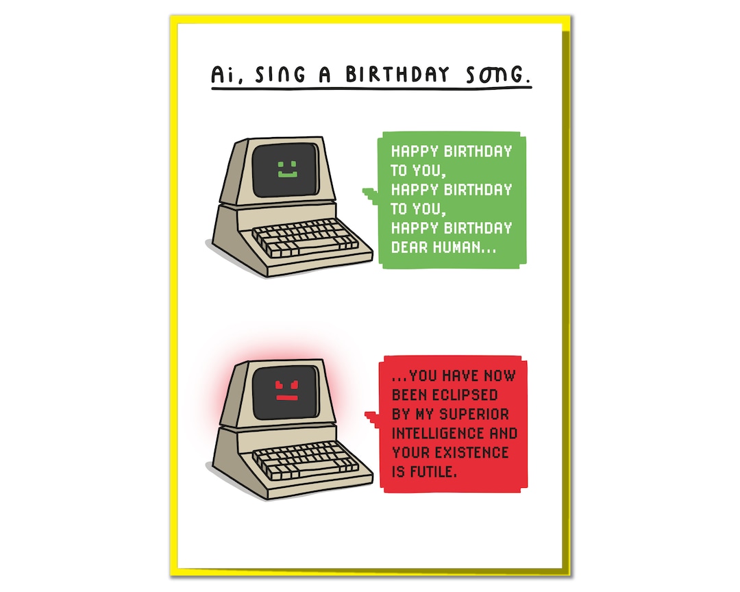 Funny Birthday Card: AI Computer Humor - Etsy