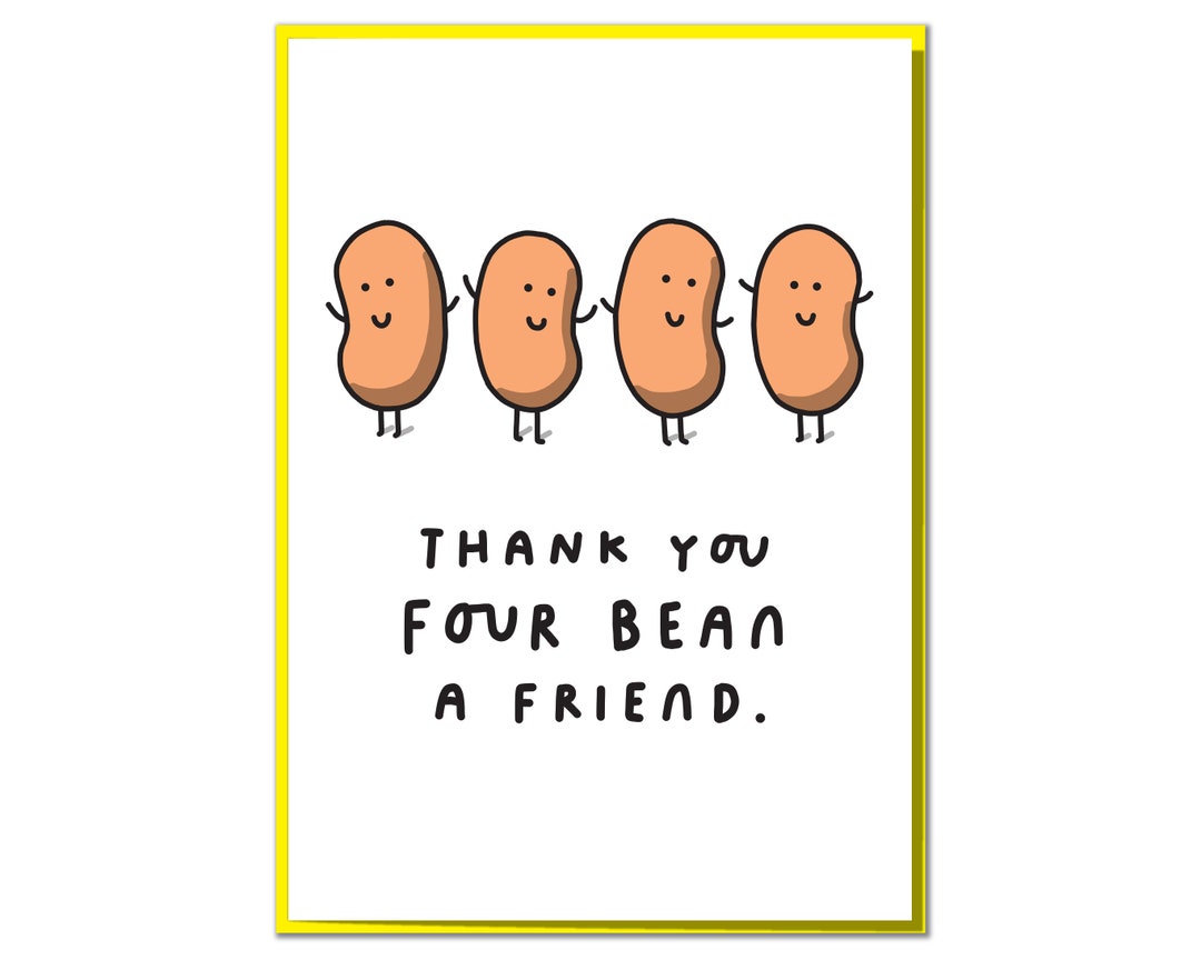 Funny Thank You Card: Four Bean A Friend - Etsy