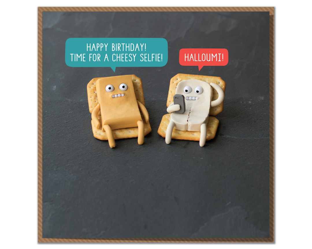 Funny Cheesy Selfie Birthday Card: Halloumi Greeting - Etsy