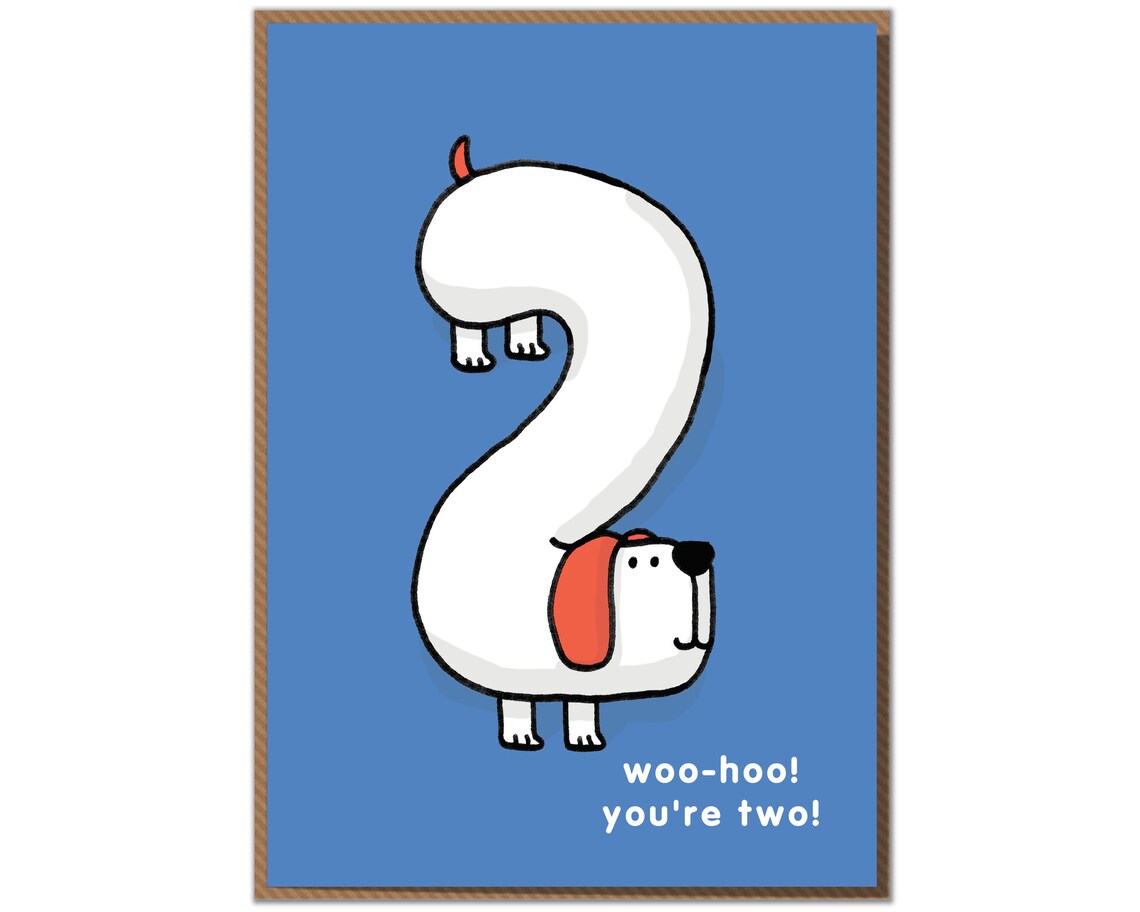 Woohoo You're Two Fun Cute Age 2 Children's Birthday - Etsy