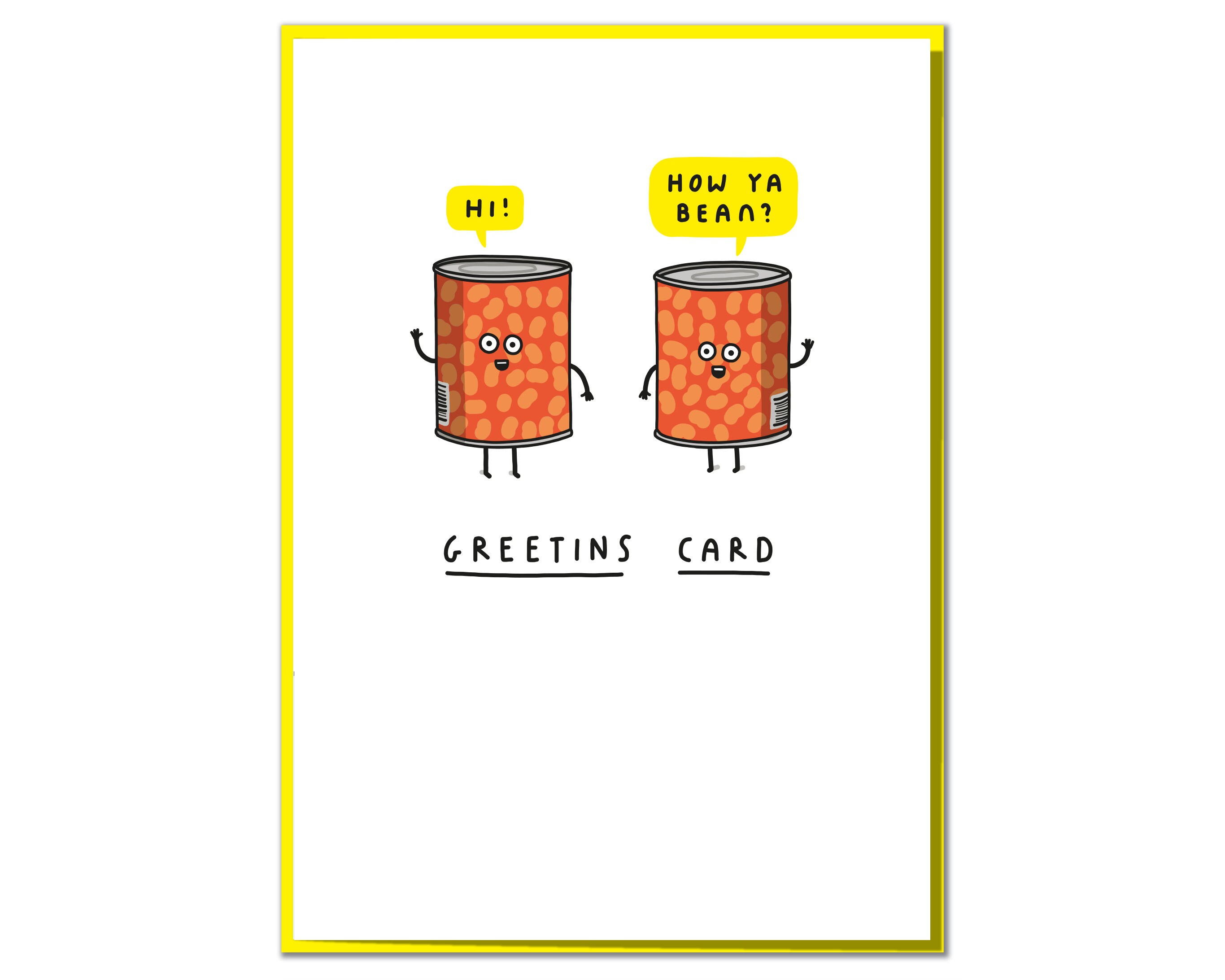 How Ya Bean Funny GREETINS Card Just to Say Hi | Etsy
