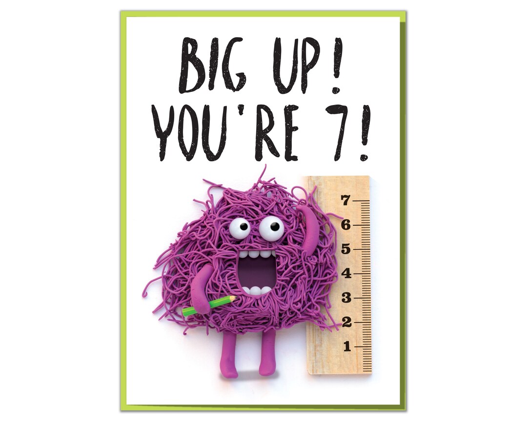 Big Up! You're 7! Fun 7th Birthday Card - Etsy UK