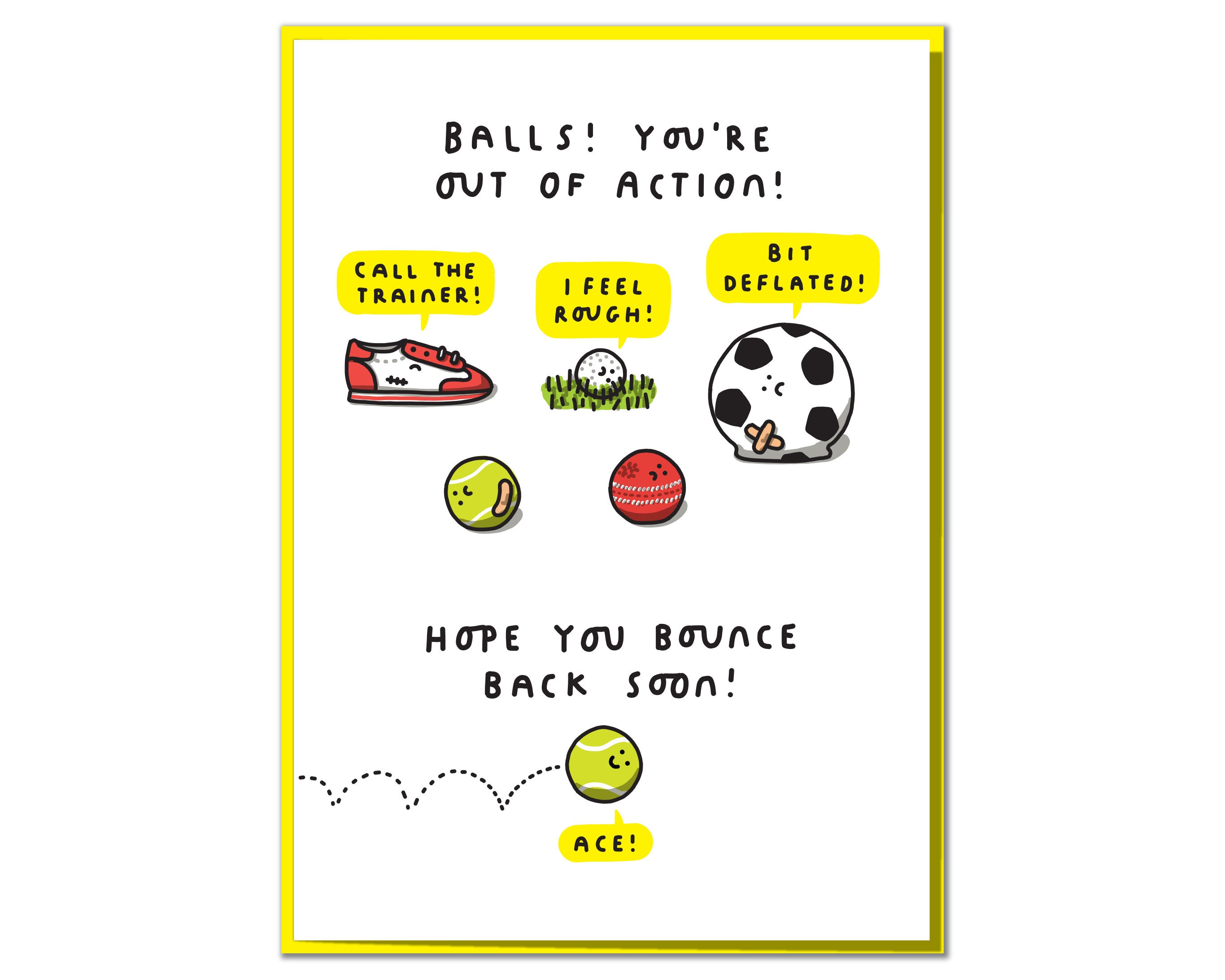 Balls You're Out of Action Hope You Bounce Back Soon - Etsy UK