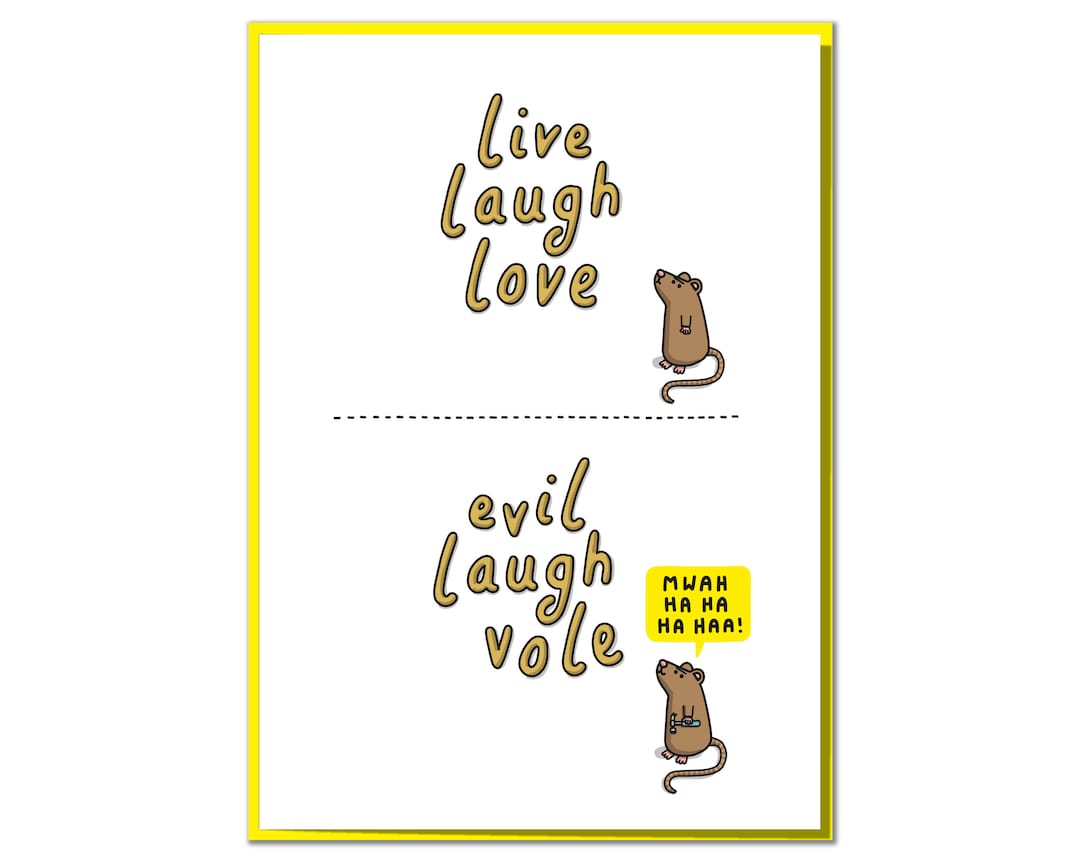 Evil Laugh Vole. Funny Birthday Card - Etsy