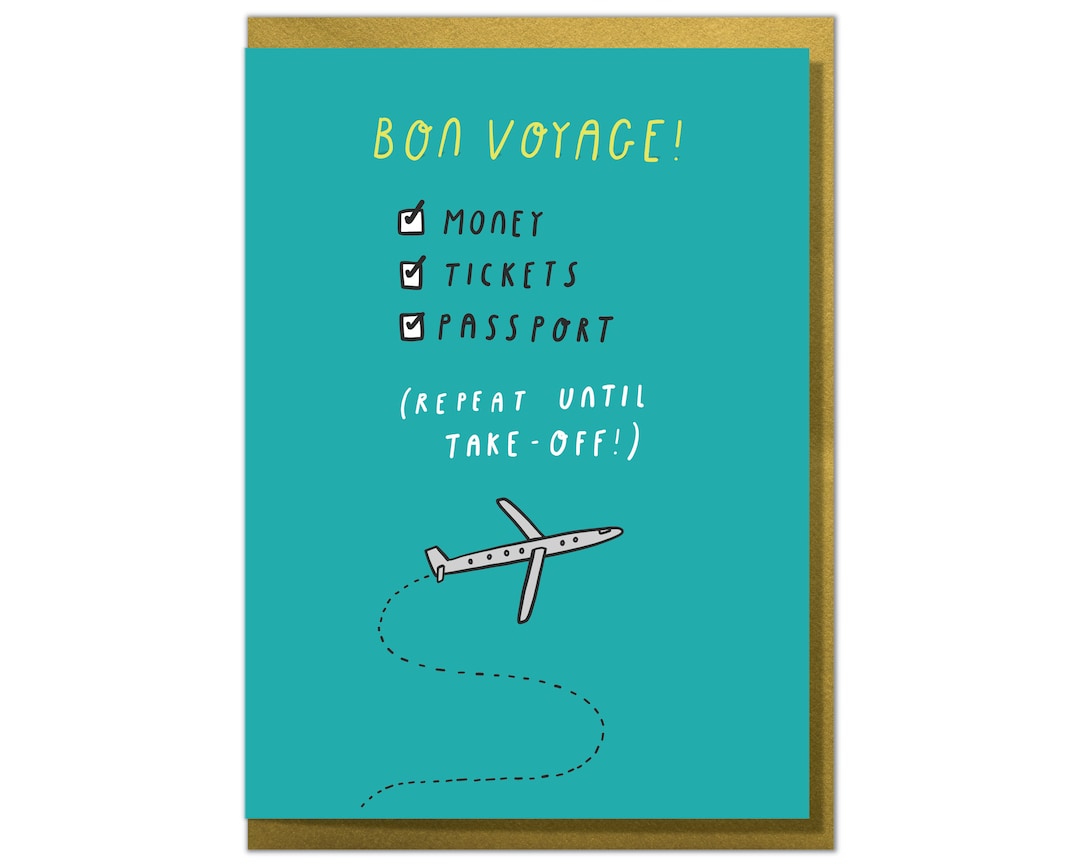 Funny Bon Voyage Card: Airplane Travel Gift - Etsy