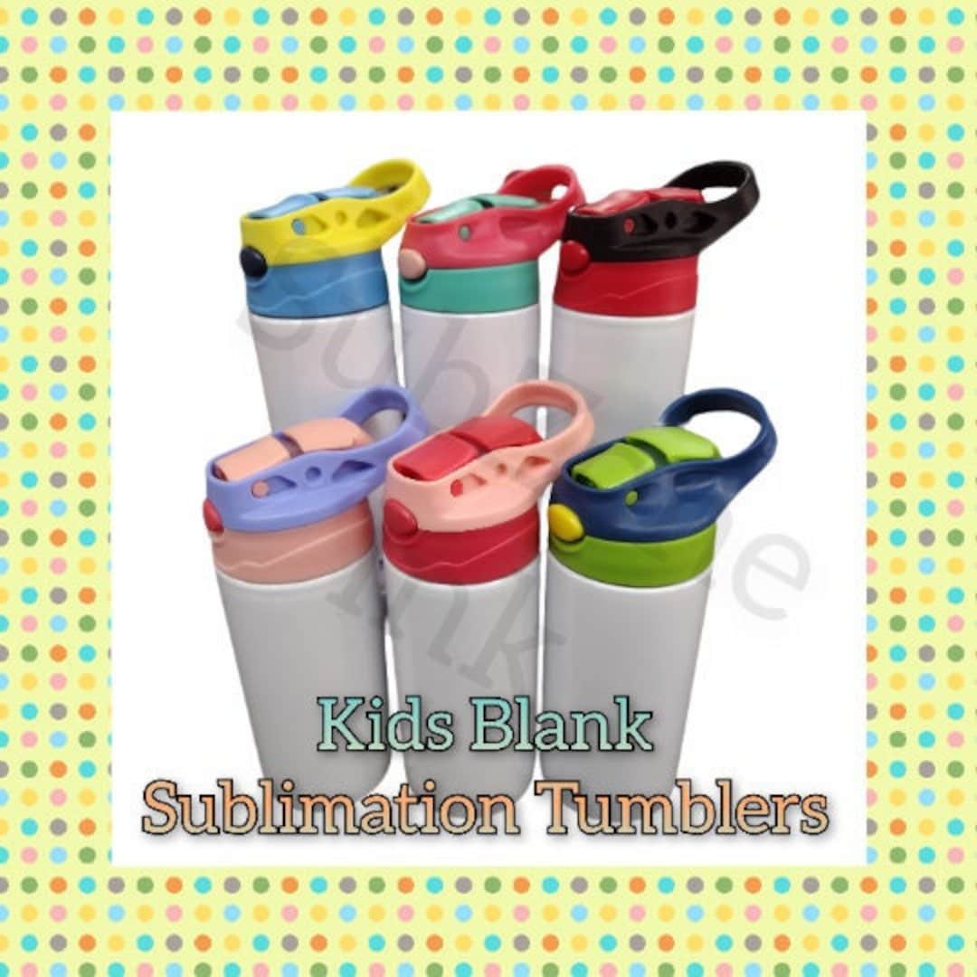 12oz Kids Sublimation Tumblers With Colored Lids and Straw - Etsy