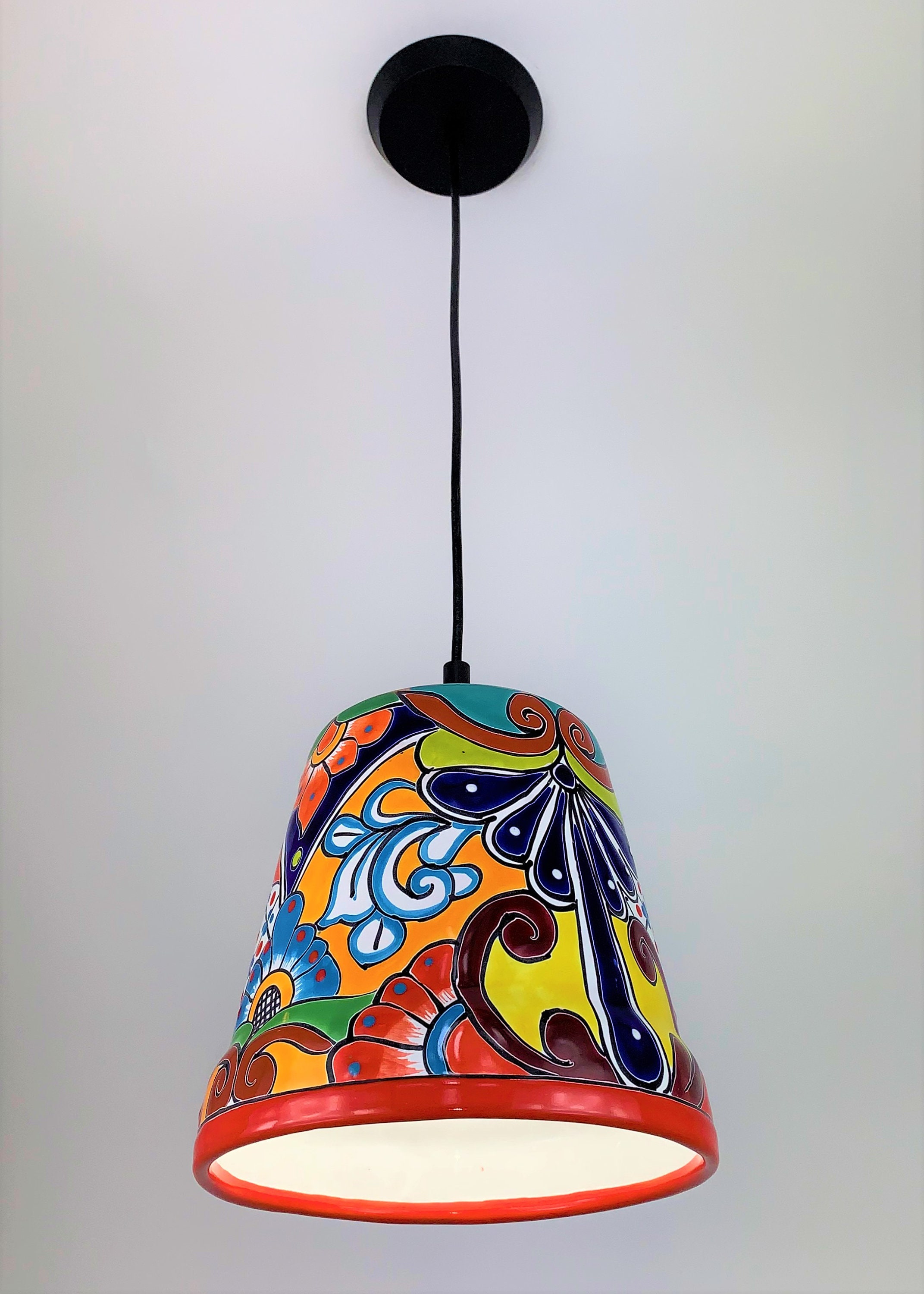 Ceramic Pendant Light | Mexican Talavera Pottery | Vintage Retro Style ...