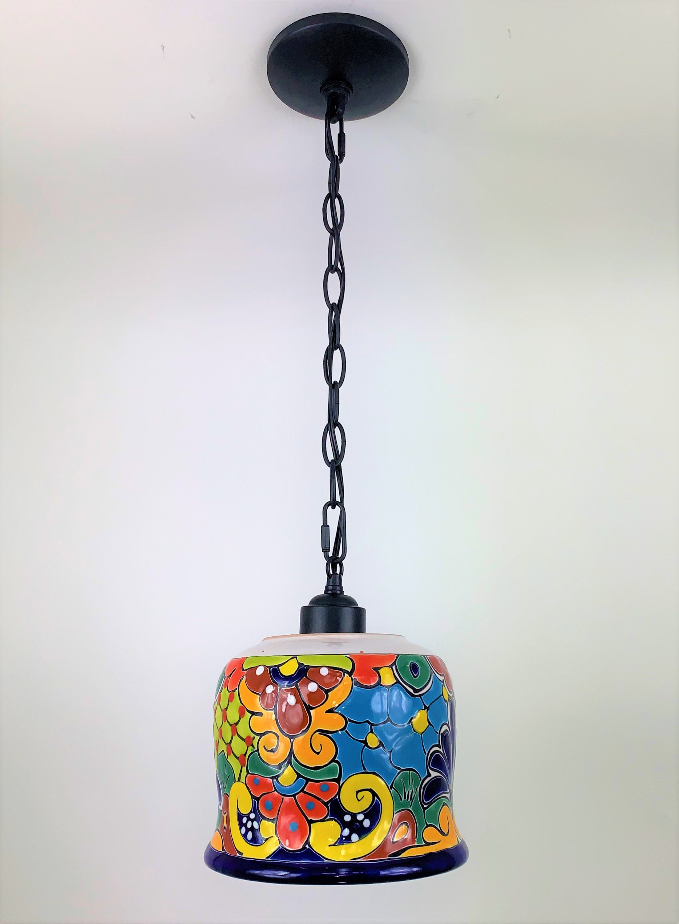 Ceramic Pendant Light | Mexican Talavera Pottery | Vintage Retro Style ...