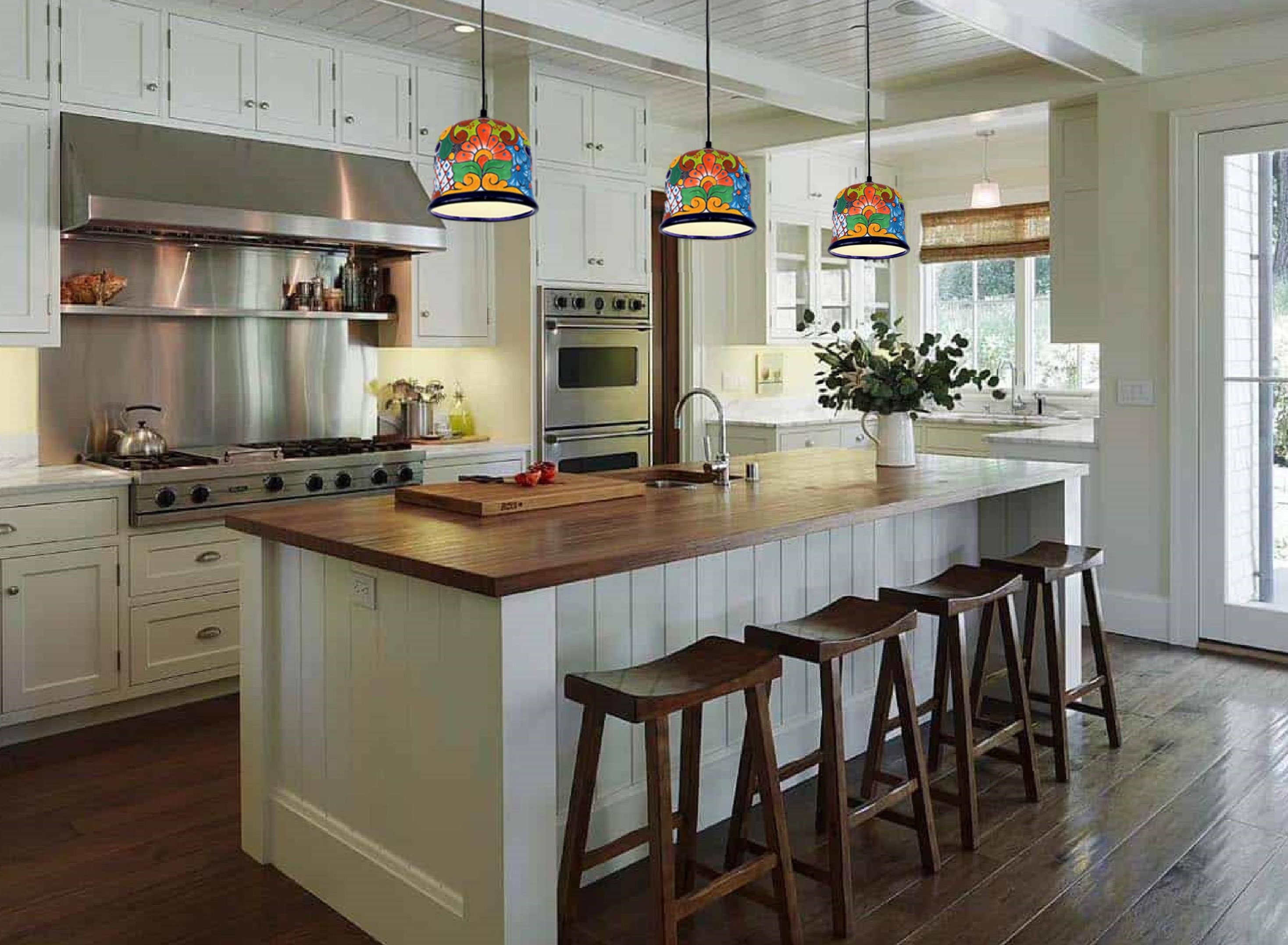 Ceramic Pendant Light | Mexican Talavera Pottery | Vintage Retro Style ...