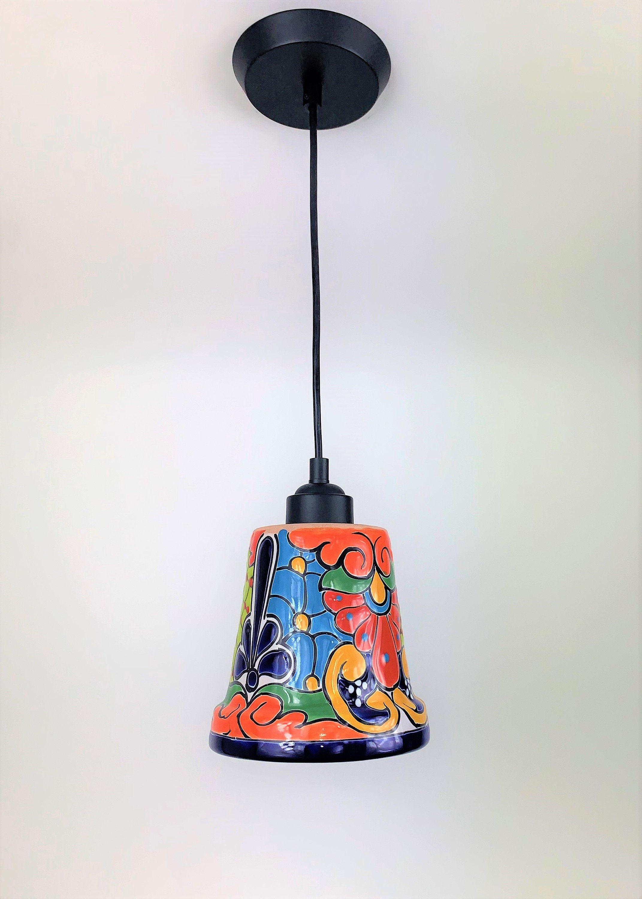 Ceramic Pendant Light | Mexican Talavera Pottery | Vintage Retro Style ...