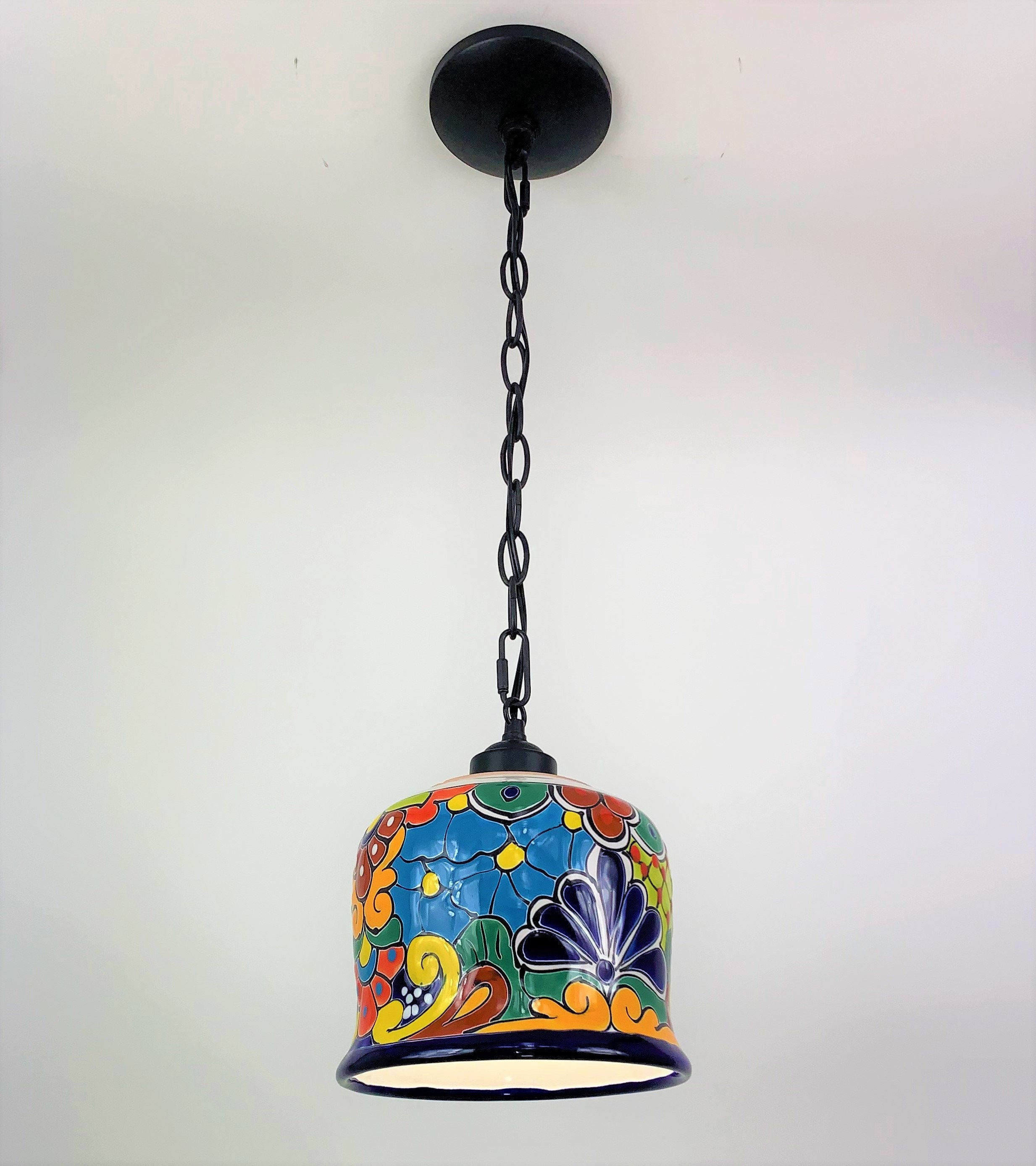 Ceramic Pendant Light | Mexican Talavera Pottery | Vintage Retro Style ...