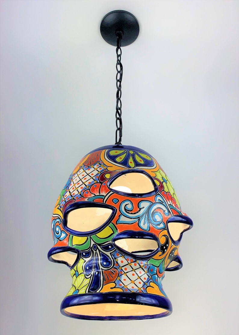 Ceramic Chandelier Pendant Mexican Talavera Pottery - Etsy