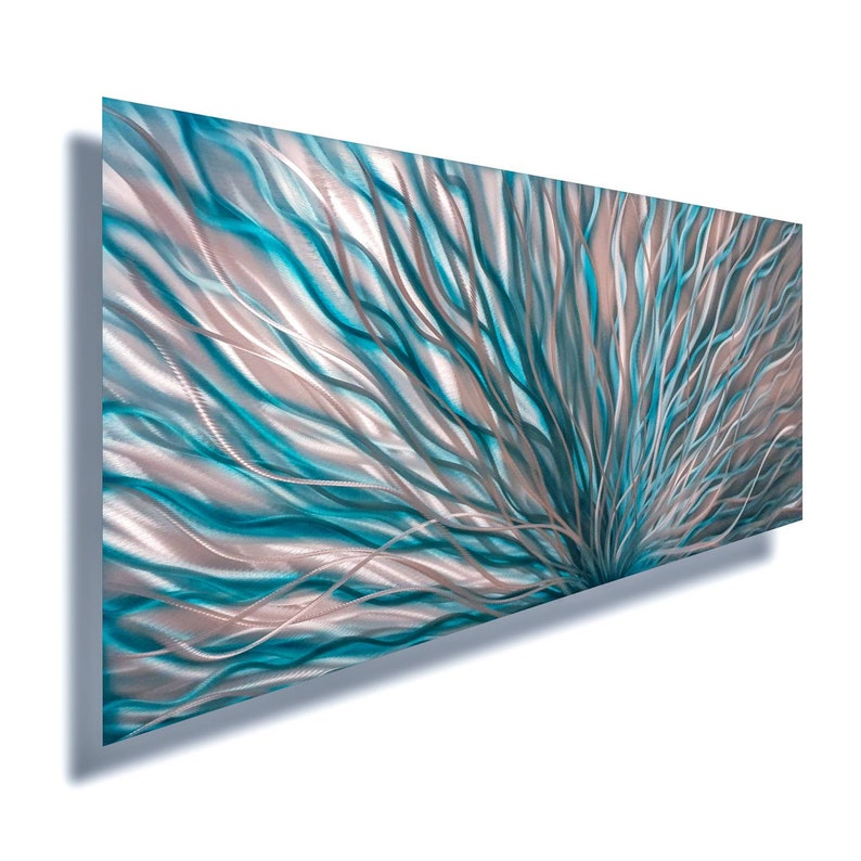 Metal Wall Art Modern Art Teal Home Decor Teal Wall Art - Etsy