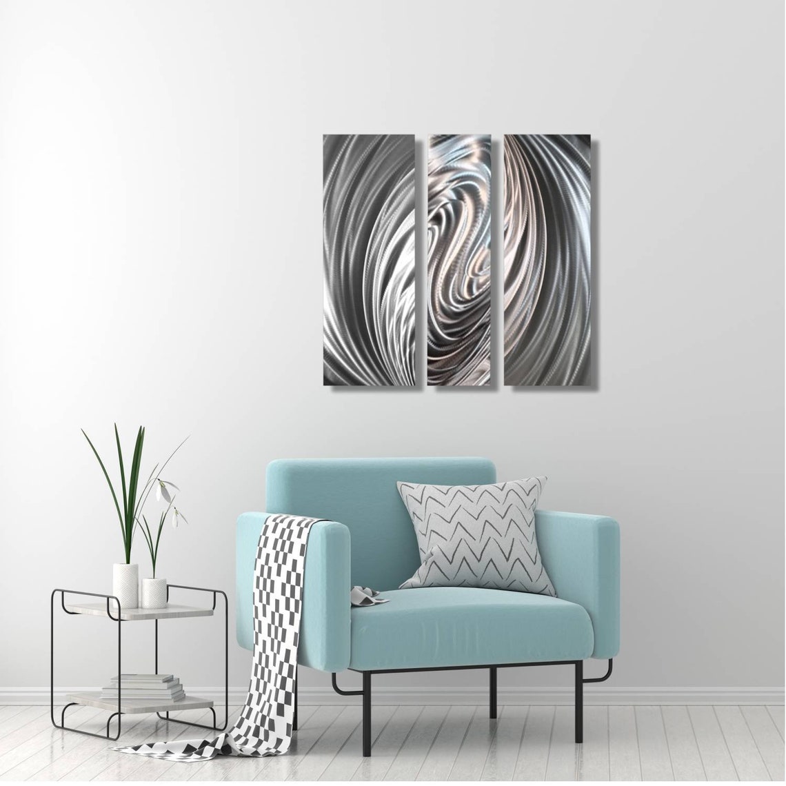 Metal Wall Sculpture Silver Art Modern Wall Decor Large | Etsy