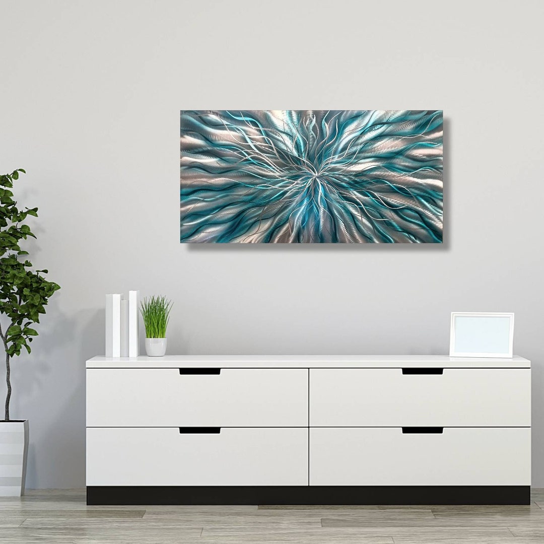 Teal Wall Art Wall Panel Metal Wall Art Teal Home Decor - Etsy