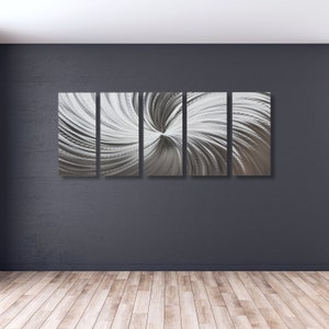 Silver Wall Art, Metal Art, Wall Sculpture, Gallery Art Set, Modern Art ...