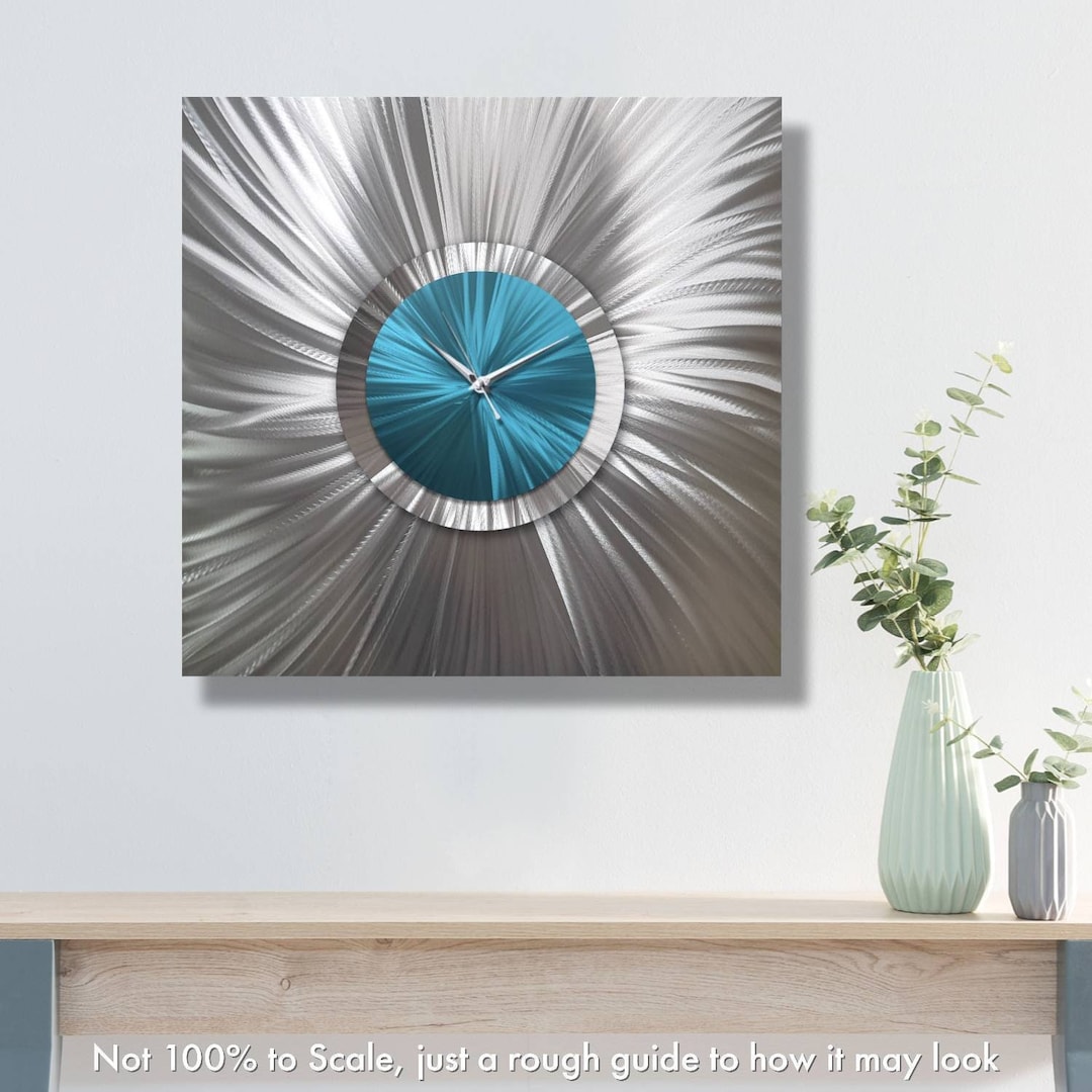 Modern Wall Clock, Silver Clock, Large Clock, Oversized Clock, Modern ...