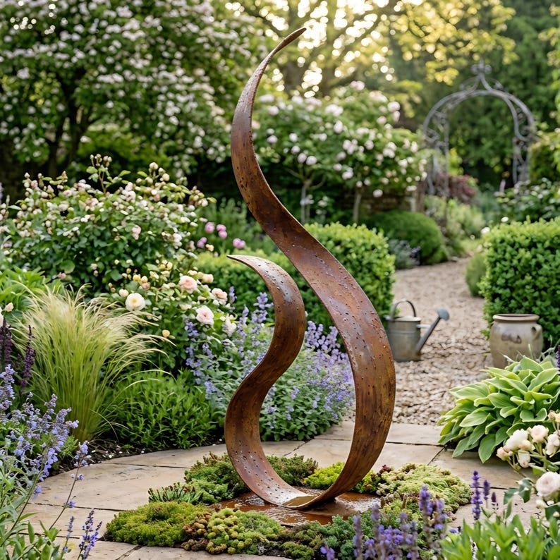Rustic Sculpture: Luxury Metal Garden Decor Abstract Modern Art - Etsy