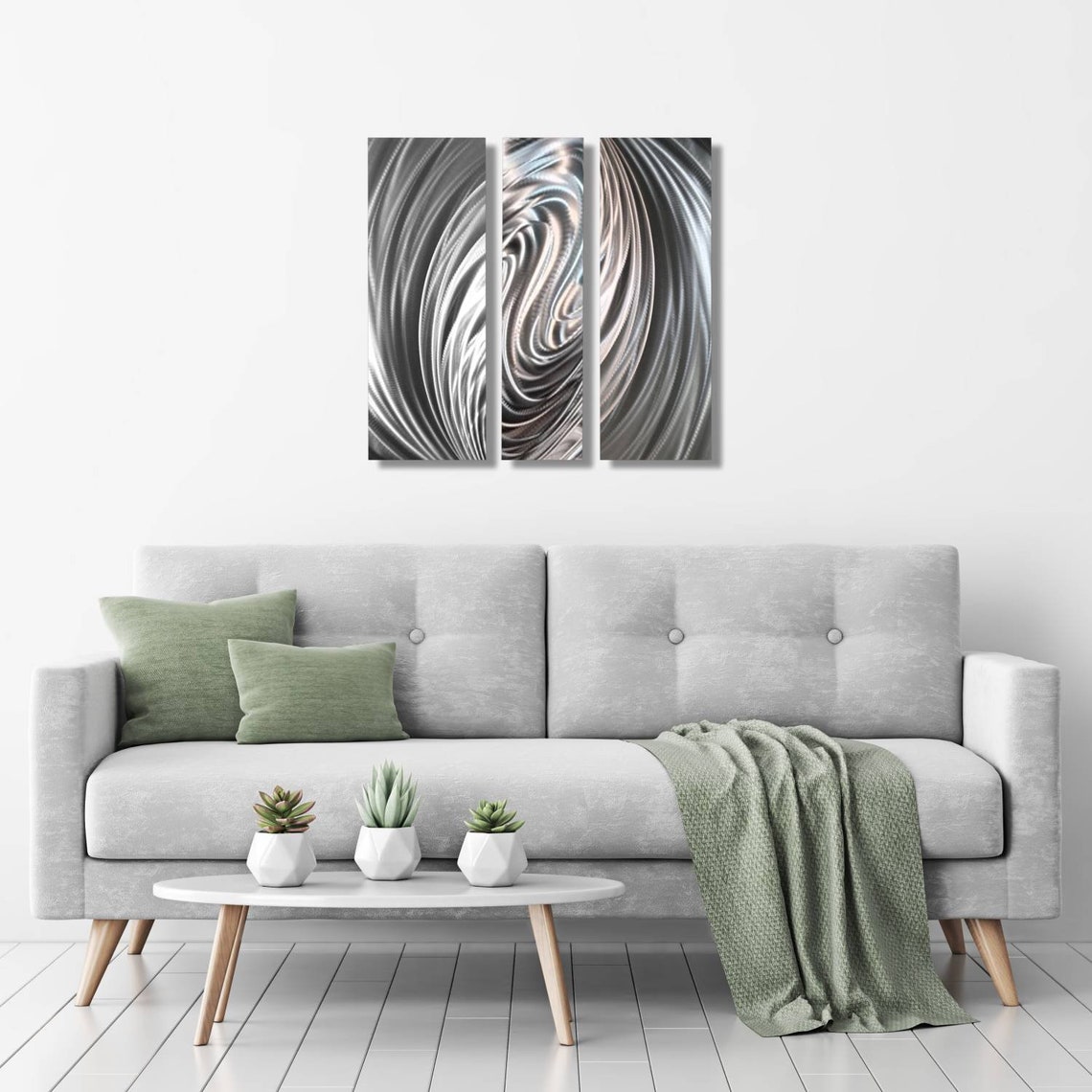 Metal Wall Sculpture Silver Art Modern Wall Decor Large | Etsy