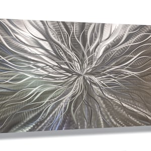 Metal Artwork: Contemporary Wall Sculpture, Silver Metallic Modern Wall ...