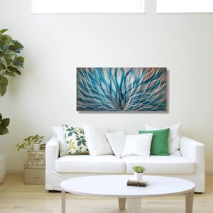 Teal Metal Wall Art, Large Metal Wall Art, Teal & Silver Wall Art ...
