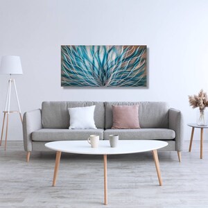 Teal Metal Wall Art, Large Metal Wall Art, Teal & Silver Wall Art ...