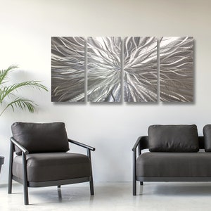 Silver Metal Wall Art Set of 4: Modern Abstract Sculptures - Etsy