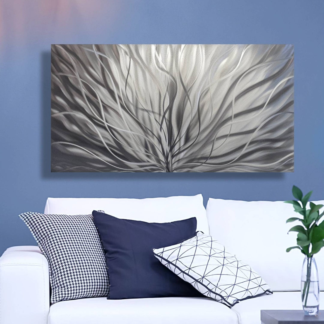 Silver Metal Artwork | Wall Sculpture | Modern Art | Botanical Decor ...