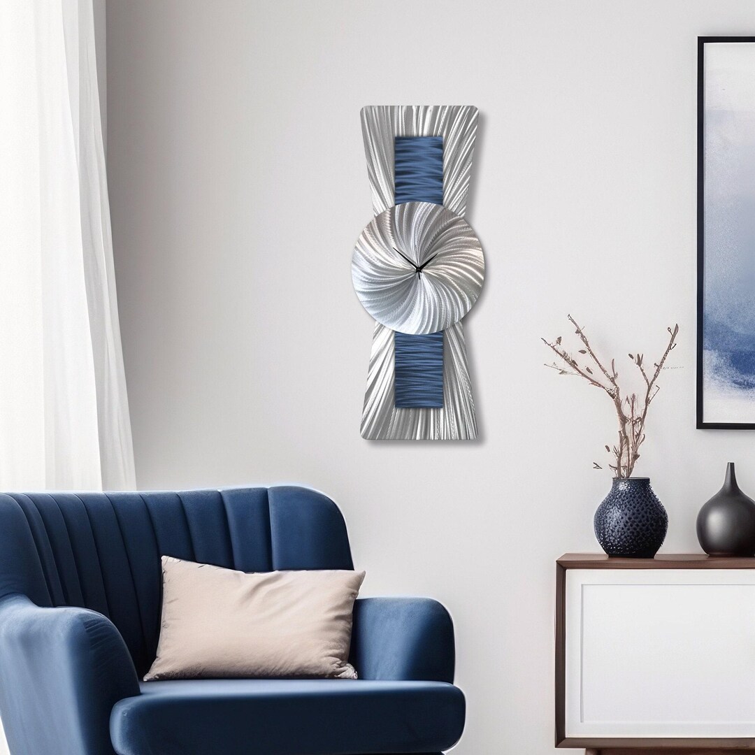 Navy Blue Clock, Large Wall Clock, Unusual Clocks for Wall, Navy Blue ...