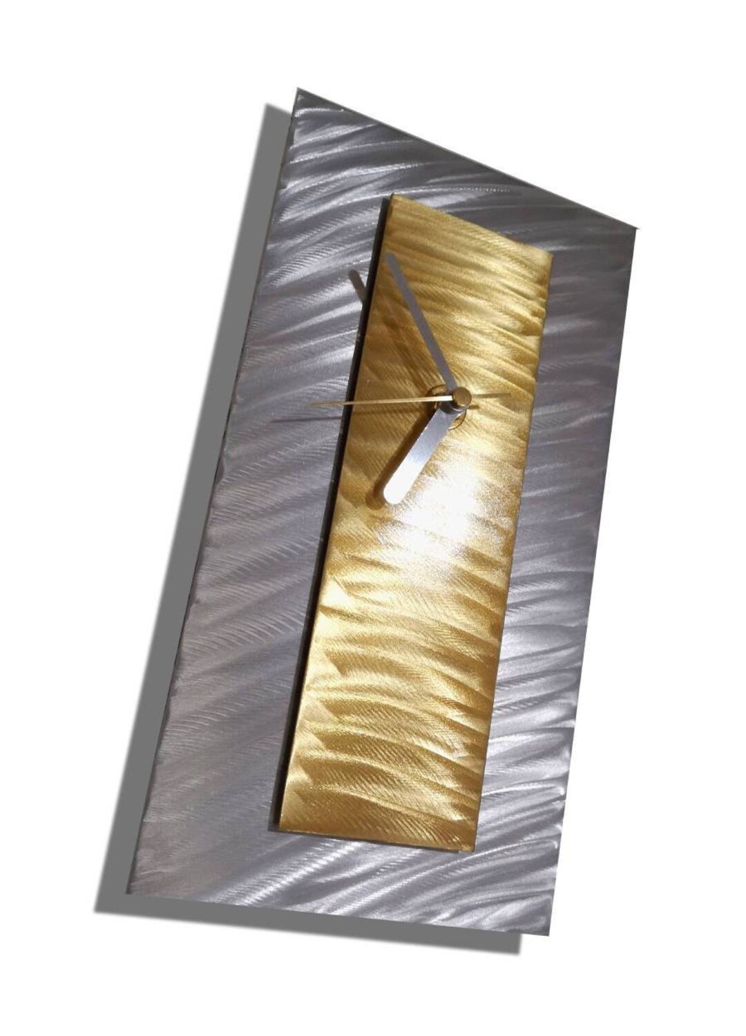 Gold & Silver Wall Clock, Modern Art, Large Clock, Metal Decor, Wall ...