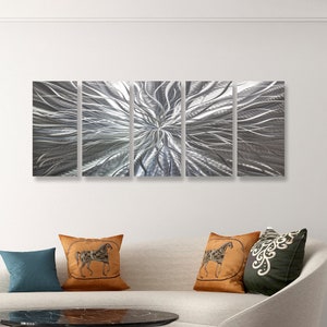 Silver Metal Art, Extra Large Wall Art, Silver Metallic Art, Silver ...