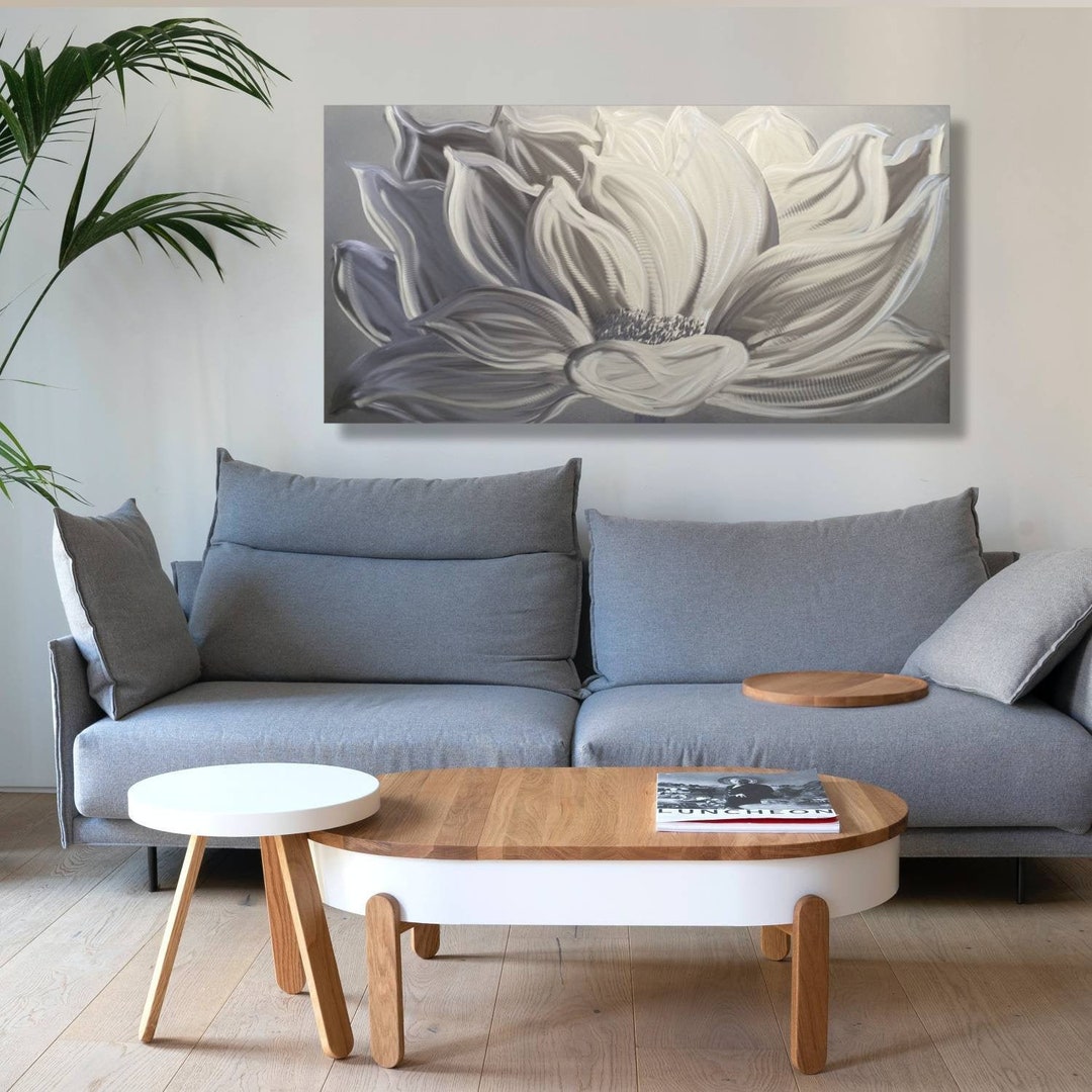 Lotus Flower Decor Silver Abstract Sculpture Lotus Wall Art - Etsy