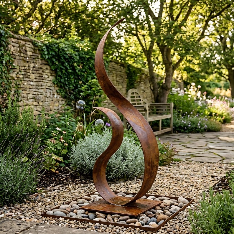 Rustic Sculpture: Luxury Metal Garden Decor Abstract Modern Art - Etsy