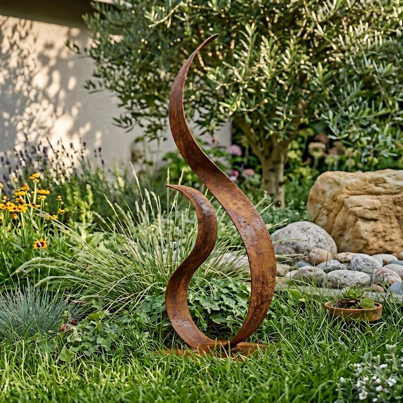 Rustic Sculpture: Luxury Metal Garden Decor Abstract Modern Art - Etsy