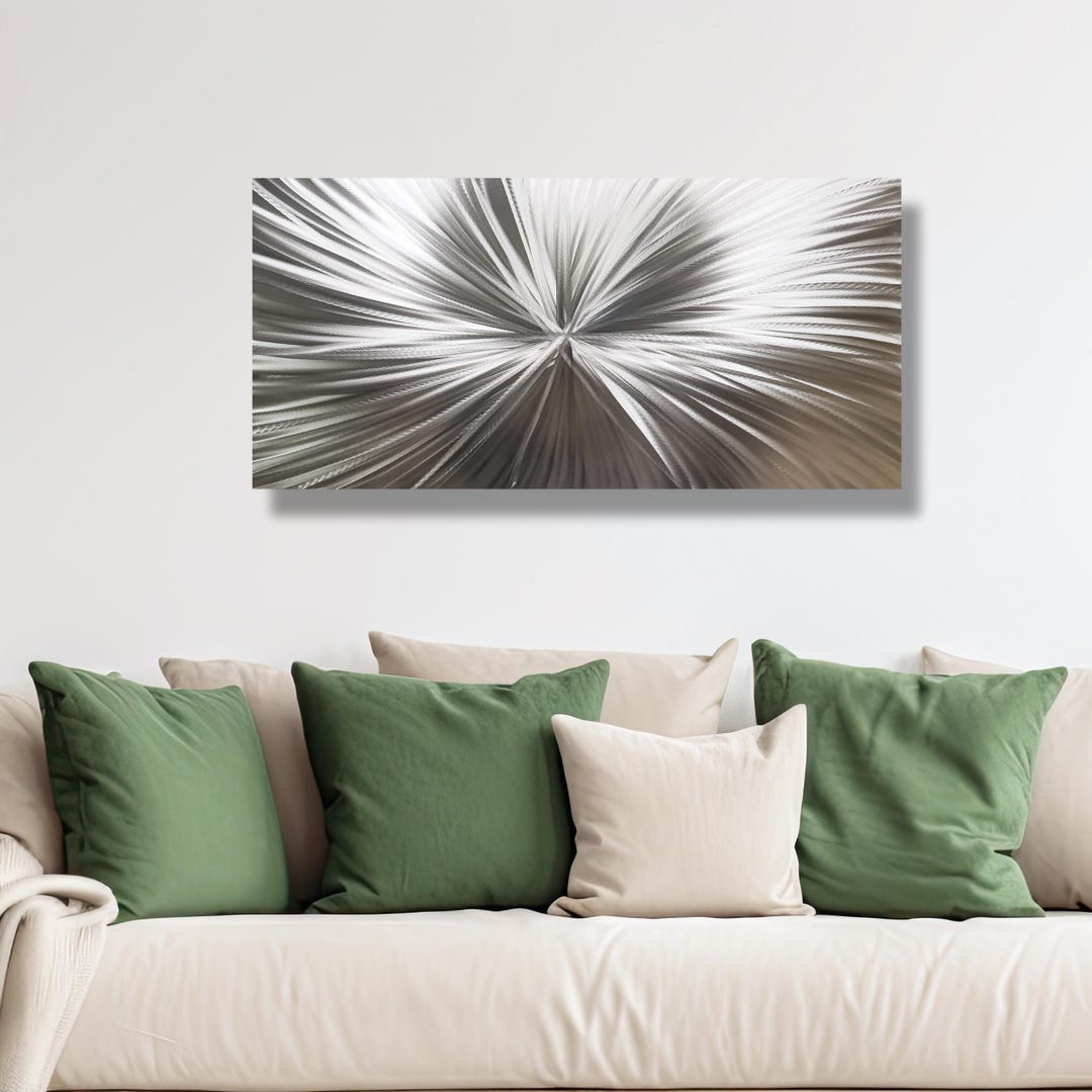Metal Wall Art, Silver Modern Sculpture for Home, Living Room or Office ...