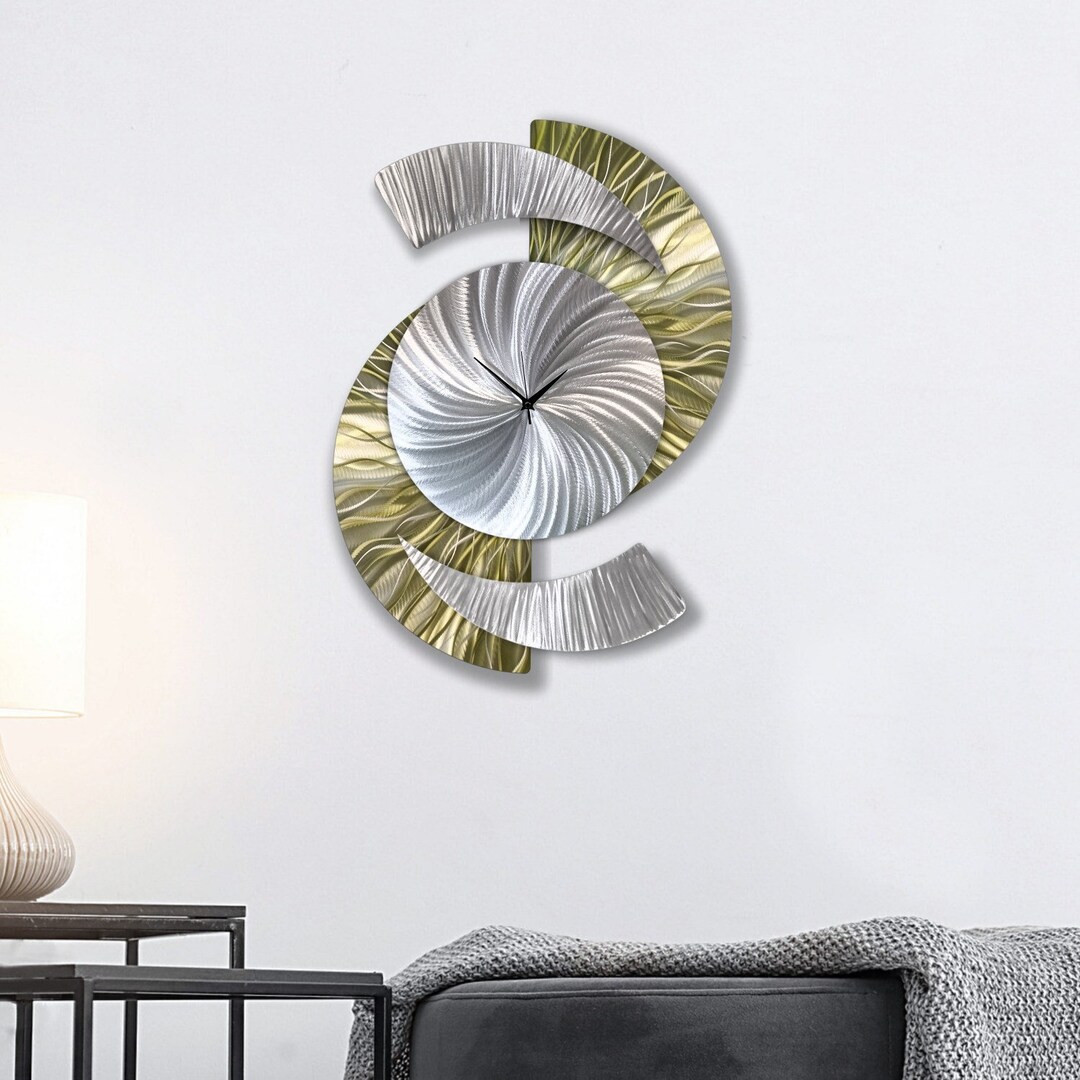 Metal Wall Clock, Modern Clock, Large Wall Clock, Abstract Clock ...