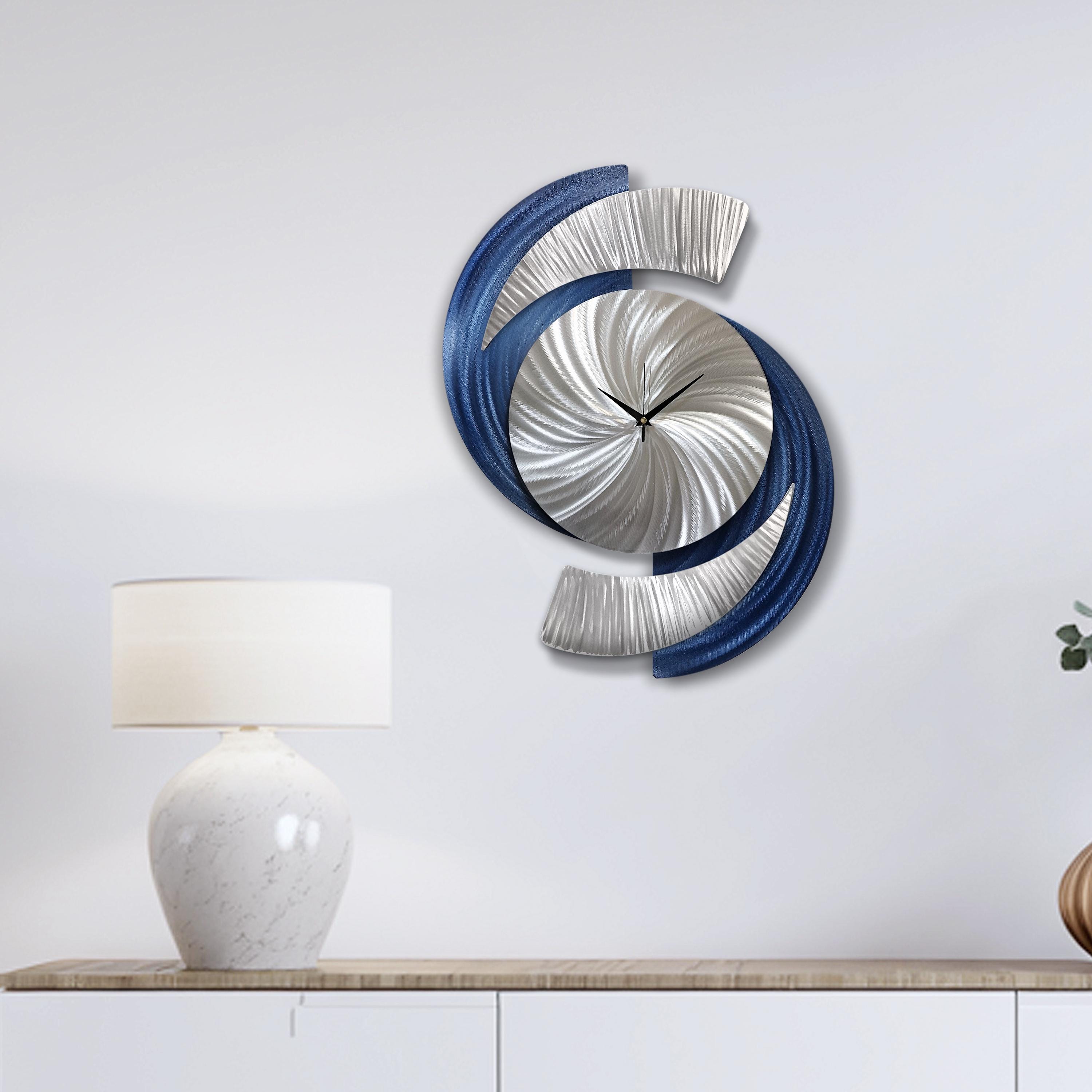 Large Wall Clock: Abstract Modern Silver Metal Sculpture - Etsy
