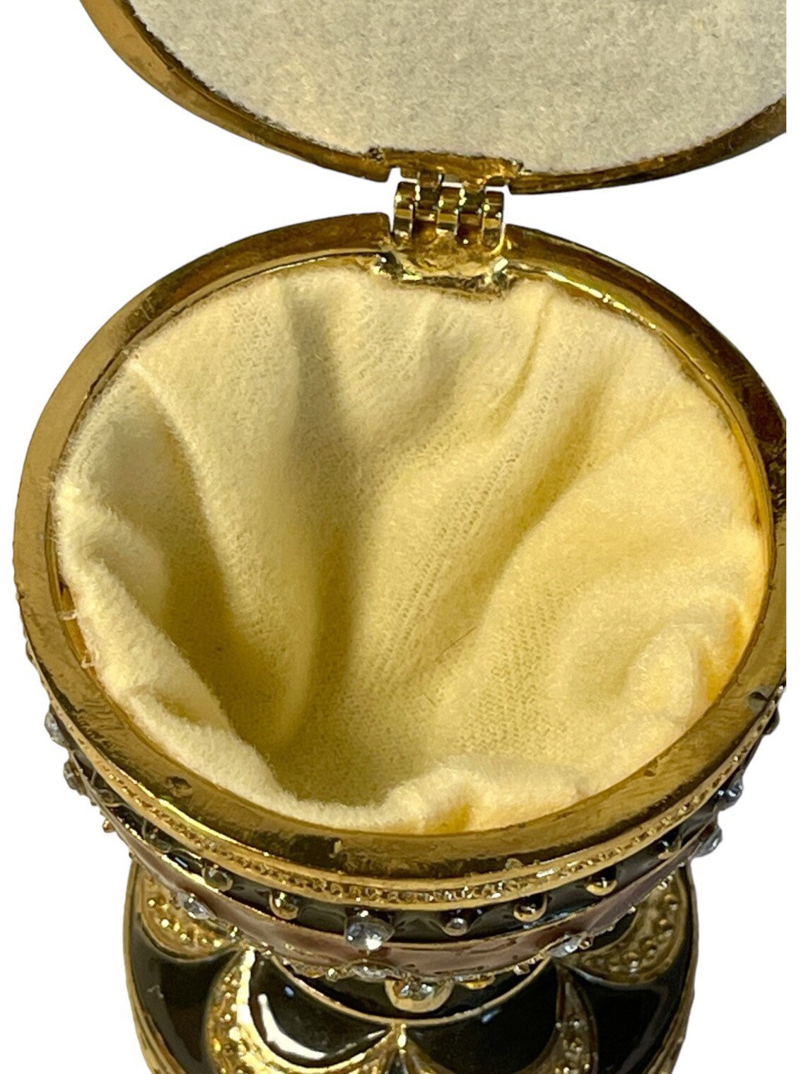 5 Egg Music Box Ruby & Black Enameled/ Metal/ Jeweled Rhinestones ...