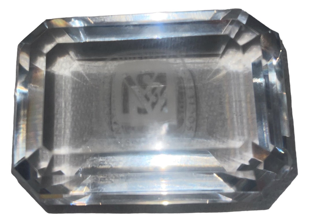 Tiffany & Co. Crystal Clear Emerald Cut Paperweight Etched Multiple ...