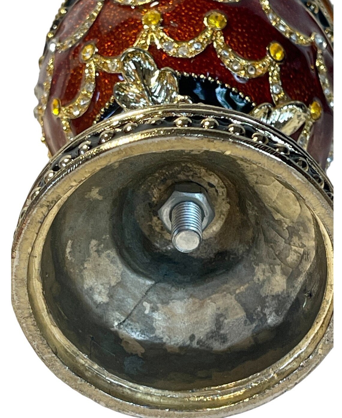 5 Egg Music Box Ruby & Black Enameled/ Metal/ Jeweled Rhinestones ...