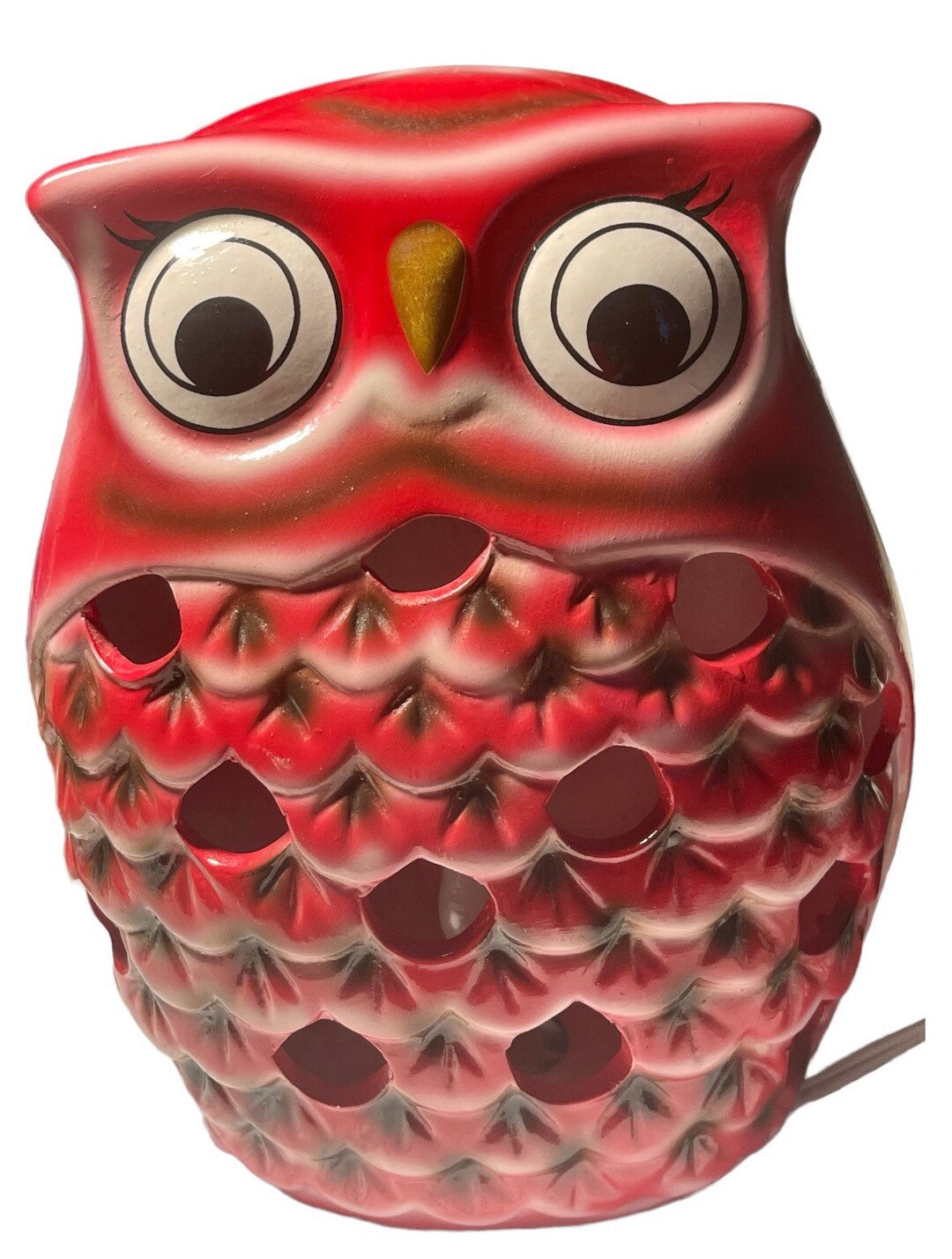 Vintage Red Owl Accent Table Lamp Ceramic 8” Tall - Etsy
